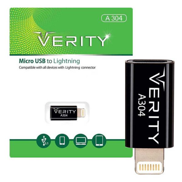مبدل micro USB به لایتنینگ وریتی مدل A304 - فروشگاه اینترنتی پارس پرداز نوین